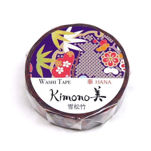 【商品説明】●和紙マスキングテープ●Kimono美シリーズ　華　HANA　友禅柄タイプ　幅15mm●雪輪に菊、そして松竹梅を取り合わせた吉祥模様。●日本の美しい友禅柄をアレンジしました。上品で華やかな和柄をお楽しみください。●サイズ縦_本体...
