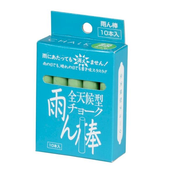 【商品説明】●特徴：雨に濡れても消えない全天候型チョーク。雨による文字のカスレや消えの心配がありません。●用途：屋外用、スコアボード、路面マーキングなど●色：緑●長(mm)：80●直径(Φmm)：12●成分：焼石膏●グリーン購入法適合：グリ...