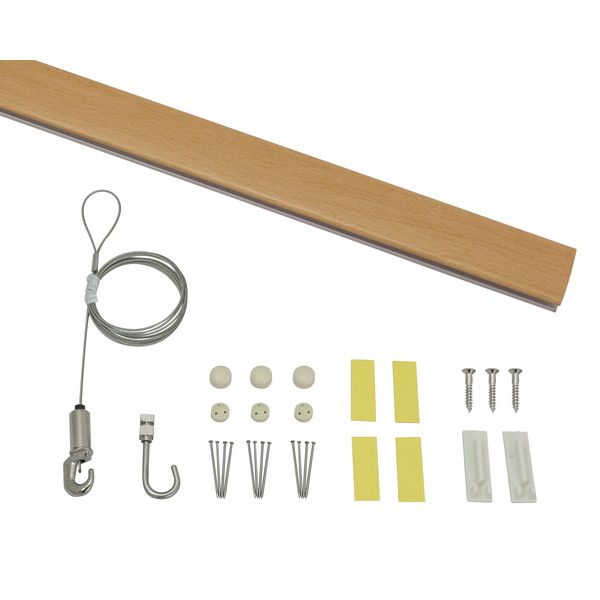 【商品説明】●650mm●木目調ライトブラウン●安全耐荷重：5kg●ランナー×1、ワイヤー(ループ式)×1額縁　壁　インテリア　ピクチャーレール