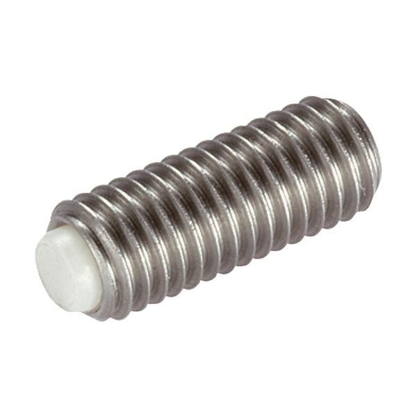 【商品説明】【特長】●プラスチック製ピン付プレッシャー・スクリューです。【用途】●スピンドルや、軸、表面処理済みの部品などを傷つけずに押さえたり、締め付けるために。【仕様】●外径d1(mm)：M5●外径d2(mm)：3●長さl1(mm)：約...