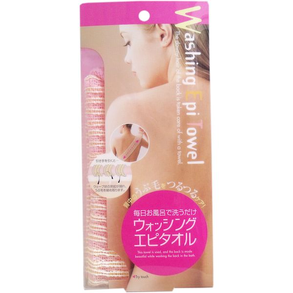 気になる背中のお手入れに！ウェーブ状の突起が、背中をつるつるに！●引き手を引くとウェーブ状の突起が現れ、お風呂で体を洗っているうちに、自然に背中のうぶ毛を絡め取ります。●ざらつきや毛穴の汚れもスッキリ。●立体メッシュ構造で、クリーミィーな泡...