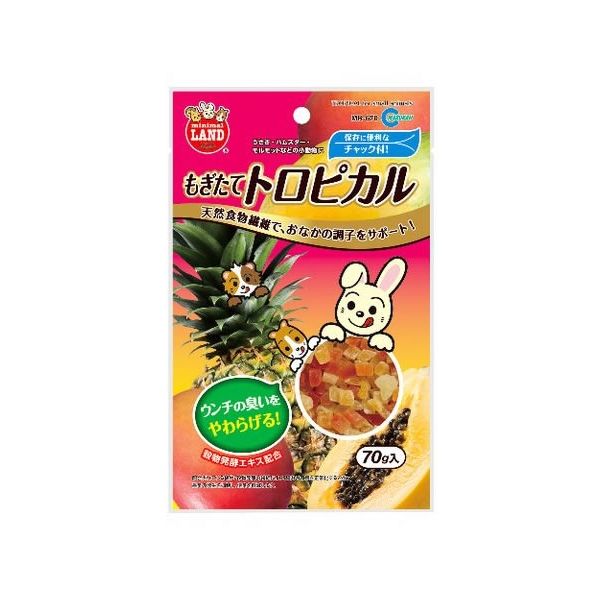 【商品説明】マルカン　サンライズ事業部　4906456546627　MR−670 もぎたてトロピカル 70g太陽の恵みをいっぱい受けたおいしいフルーツを厳選しました。天然食物繊維でおなかすっきり！ビタミンたっぷりでうさぎ・モルモット・ハムス...