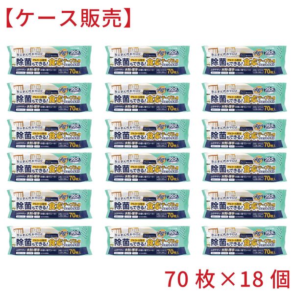 【商品説明】●アルコール配合なので、サッと拭き取るだけで除菌もできます。 ●約220×200mmの大判・厚手ウェットタオルです。 ●食卓テーブル、シンク台やコンロなど、キッチン周りのお掃除や食前食後の 仕上げ拭きなど、台ふきん代わりに使えて...