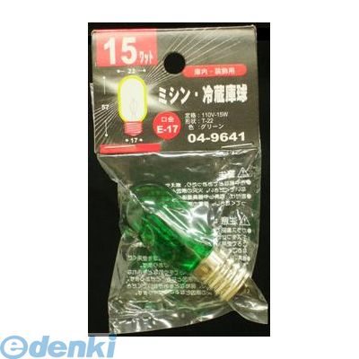 オーム電機0120-963-006●ミシン、庫内灯はもちろん、装飾用・サイン用照明にも適しています。●定格：110V−15W●形状：T−22●口金：E17●色：グリーン●直径22×長さ57mm