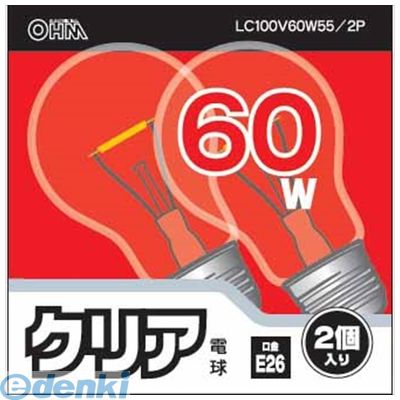 オーム電機0120-963-006製造元：旭光電機工業 ● 口金サイズE26、消費電力60W● クリア仕上げ● ガラス球PS55● 定格寿命1000時間● 2個入り