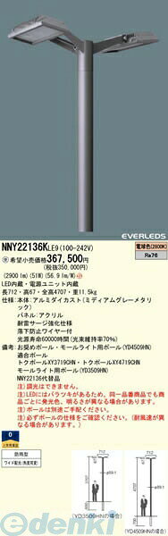 パナソニック電工 施設照明街路灯 EVERLEDS LEDモールライト水銀灯100形相当 電球色NNY22136KLE9【LED照明】ポール別売防雨型ワイド配光（角度可変）LED内蔵電源ユニット内蔵LED（電球色）8個L712・H67●本体...