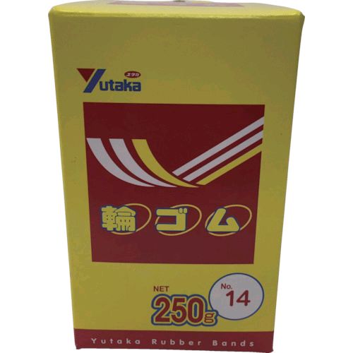 ユタカメイクメーカーお問い合わせ：072-441-2220【特長】●伸びがよく扱い易いです。●箱入りで取り出し収納が容易です。【用途】●小物の束ね、結束に。【仕様】●色：アメ色●番手：14●切幅(mm)：1●折径(mm)：50●包装形態：箱...