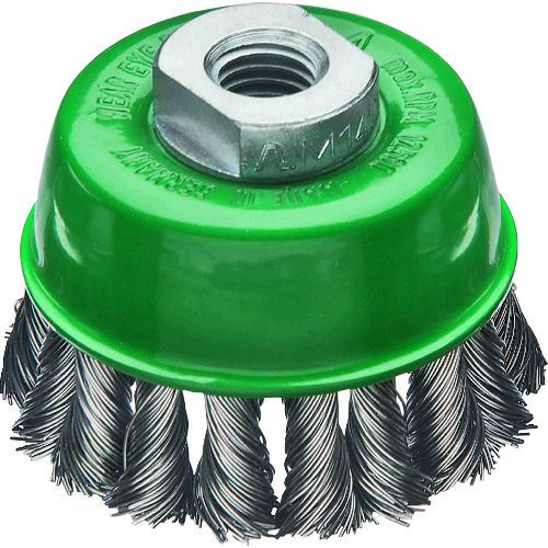 【特長】●ノット毎に左右逆にひねっているので、ワイヤーが開きにくく、研磨、研削力がより強いです。●高品位の線材を使用したノット（ひねり）加工品で、高い研削力と研掃力に優れている長寿命品です。●特に高い研削性を求められる現場に最適です。【用途...