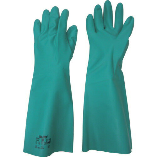【特長】●厚みがあるロングタイプです。●耐突き刺し、耐摩擦性に優れています。●油、石油類に適正が高く、幅広い耐薬品性も兼備しています。【用途】●自動車製造。●化学薬品取り扱い。【仕様】●色：グリーン●サイズ：LL●厚さ(mm)：0.56●全...
