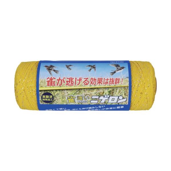 たくみメーカーお問い合わせ：0794-62-6964【特長】●キラキラ光り、稲穂などの雀被害防止に最適です。●畑の種まきをした上にも使えます。【用途】●防鳥用。【仕様】●色：黄●長さ(m)：500●線径(mm)：0.8【材質／仕上】●ポリエ...