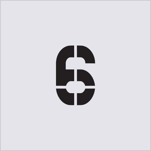 【特長】●吹付用のステンシルプレートです。●ポリプロピレンの薄い板のため曲面にそわせて使用することができます。●材質がポリプロピレンのため、使用後の処理も簡単です。【用途】●駐車場などの吹付用プレートに。【仕様】●表示内容：6●文字サイズ(...