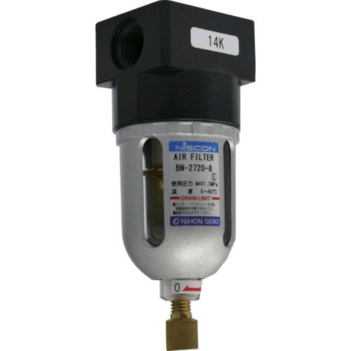 日本精器メーカーお問い合わせ：072-923-0481【商品説明】【特長】●空気中の水分やゴミを除き清らかな空気を供給します。【仕様】●ろ過精度(μm)：40●使用圧力(MPa)：0.00〜1●処理空気流量(［［M3］］/min)：0.39...