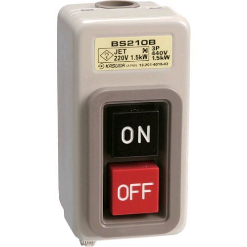 春日電機メーカーお問い合わせ：06-6885-6773【商品説明】【特長】●鉄ケースで屋内の機械や壁に取り付けて使用するタイプです。●電気用品安全法適合品です。【用途】●動力用押ボタンスイッチON、OFF。【仕様】●ボタン文字：ON、OFF...