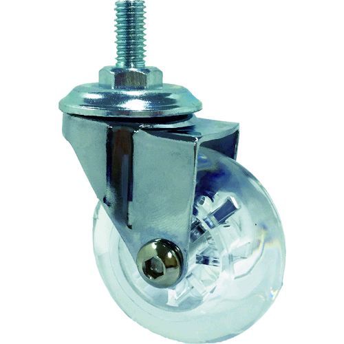 【特長】●クリアービジュアルで外観性に優れたデザインキャスターです。【用途】●小物、イス、木製クラフト、玩具のホイール用【仕様】●許容荷重(daN)：31.4●許容荷重(kgf)：32●車輪径D(mm)：35●車輪幅(mm)：23●取付高H...