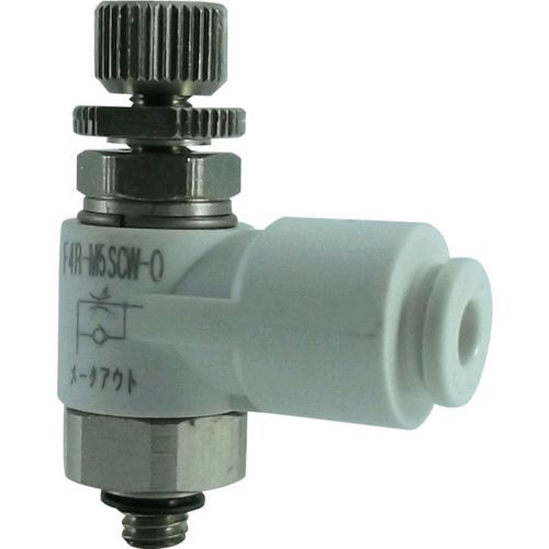 千代田通商メーカーお問い合わせ：043-445-5481【特長】●ニードル弁の回転数が多いので、滑らかな速度制御が可能です。●難燃性PBT樹脂を標準採用し、溶接環境での事故を防止します。【用途】●各種エア配管。【仕様】●接続口径：M5×0....