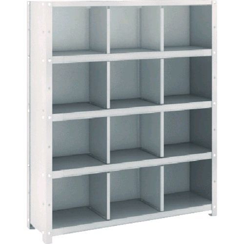【特長】●小物・部品類の収納に最適です。●薄型で壁面管理に適しています。●棚板にカード差しが付いてるため、小物・部品管理が容易です。【仕様】●間口(mm)：875●奥行(mm)：250●高さ(mm)：1050●タイプ：3列・4段●色：ネオグ...