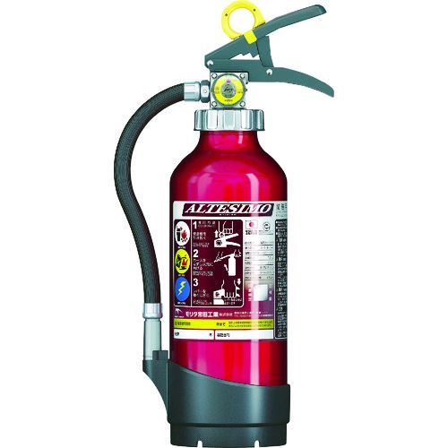 宮田工業メーカーお問い合わせ：0467-85-1210【特長】●軽くてサビにくいアルミ製消火器です。●アルミを採用することで総重量を約20％減量し、より扱いやすさを実現しています。●アルミ地を活かした継ぎ目のない美しいフォルムです。●視認し...