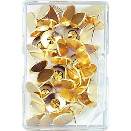 【特長】●全長11ミリの針が長い画鋲です。【用途】●掲示物などに、ご使用頂けます。【仕様】●外径(mm)：11●色：ゴールド●長さ(mm)：11【材質／仕上】●圧延鋼板、鉄線【原産国】日本