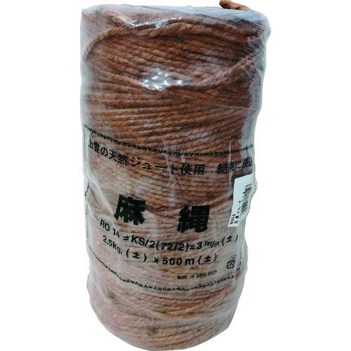 【特長】●結束や梱包などに使用する麻紐です。●100％天然素材ですので、指に負担をかけにくく、縛りやすいです。【仕様】●包装形態：シュリンクパック●色：茶●長さ(m)：約500●線径(mm)：3【材質／仕上】●麻【原産国】バングラデシュ