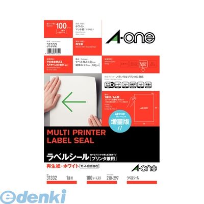 ●グリーン購入法の「文具類(タックラベル)」に定められている判断基準を満たしたラベルシールです。●ラベル・台紙共に古紙パルプ配合率100%の再生紙を使用しています。●いろいろなプリンタで印刷できるラベルシールです。[エーワン ラベルシール ...