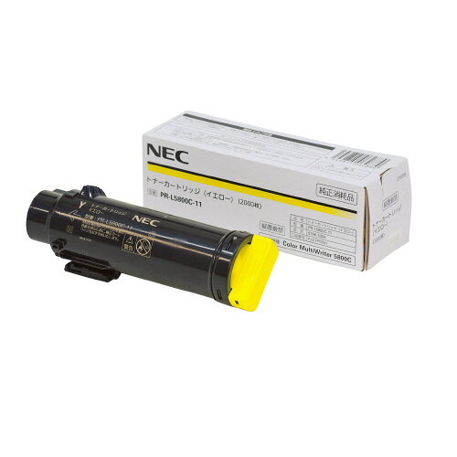 ●レーザープリンタ用（NEC純正品）　●トナーカートリッジ　●メーカー型番／PR−L5800C−11　●トナー色 / イエロー　●NEC対応機種／PR-L5800C　●印刷可能枚数／約2000枚（印刷可能枚数は、JIS X 6932(ISO...
