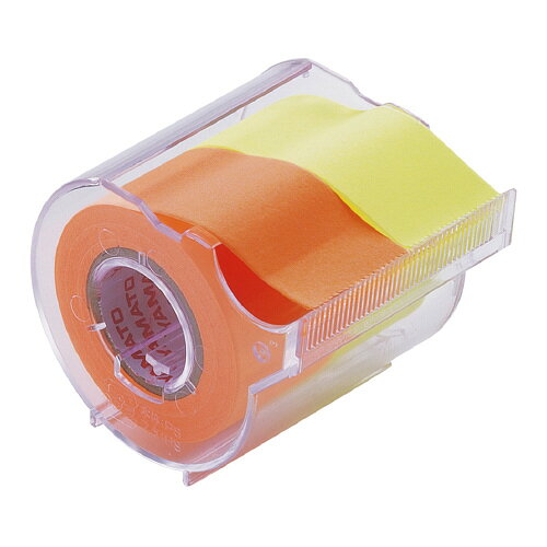 25mm×10m　レモン＆オレンジ　●しっかり貼って、きれいにはがせる全面粘着剤付き紙ロールテープ　●お好きな長さにカットして、ファイルの表示や宛名の書き換えなどに　　●（カッター付き）ディスペンサー付き　●サイズ／25mm×10m　●2巻...