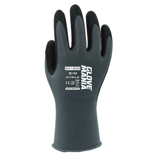 ●カラー／グレー●サイズ／M●種別／作業用手袋●寸法／全長230×掌幅87．5×中指長さ78mm●材質／表面：ニトリルゴム／裏面：ナイロン●編目密度／18G●仕様／すべり止め加工付●生産国／中国k2106-8522
