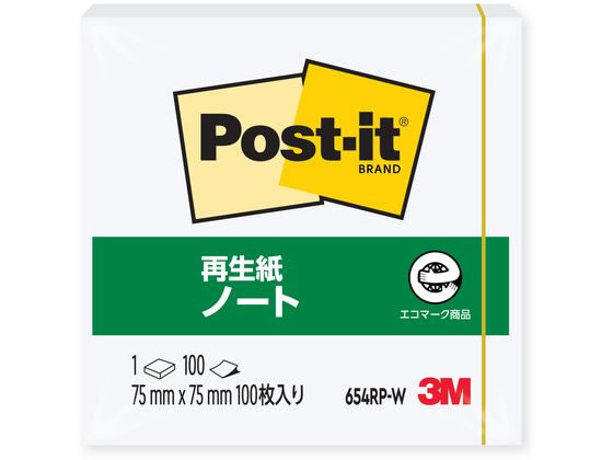 【商品説明】古紙パルプ配合率100％の再生紙を使用。水分散性粘着剤を使用。【仕様】●色：ホワイト●サイズ：75×75mm●注文単位：1冊（100枚）●グリーン購入法適合●GPNエコ商品ねっと掲載【検索用キーワード】ポストイット　ふせん　付箋...