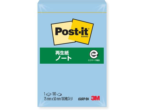 【仕様】●サイズ：縦75×横50mm●色：ブルー●枚数：1冊（100枚）●注文単位：1冊●出先や打ち合わせ中にメモして貼れる、大きめのノートタイプ。●グリーン購入法適合●GPNエコ商品ねっと掲載【検索用キーワード】ふせん紙粘着メモ　ポストイ...