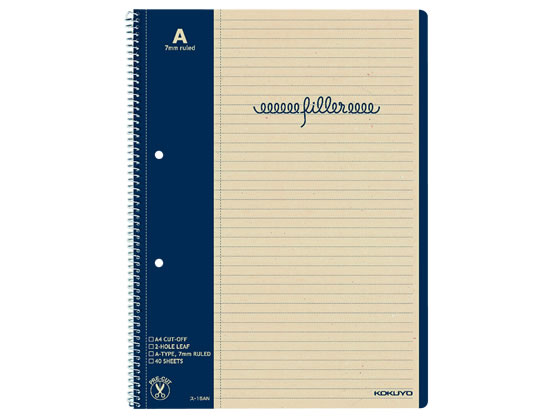 【仕様】●サイズ：A4（A罫7mm35行）●枚数：40枚●紙質：上質紙●表紙：色板厚紙●注文単位：1冊●マージン罫入り●切り取って2穴ファイルに整理できます【検索用キーワード】リングノート　ノート　2穴ノート　KOKUYO　KOKUYO　コ...