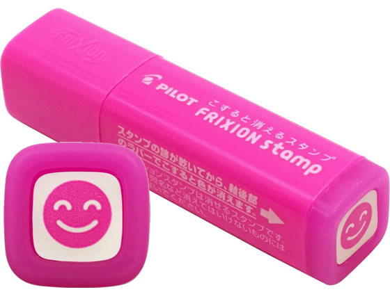 【仕様】裏抜けしにくいインキだから紙面はずっとキレイなまま！！キャップを外して、そのまま押せる浸透印だから手帳やカード、手紙にポンポン押せる！●印面デザイン：笑●インキ色：ピンク●フリクションインキ●方式：浸透印、キャップ式●補充インキはご...