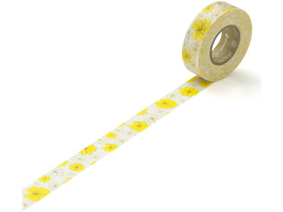 【商品説明】和紙素材の手で切れるテープです。色々な材質のものに貼ってキレイにはがせるので、さまざまなシーンで活躍します。【仕様】●柄：フラワー（イエロー）●テープサイズ：幅15mm×18m●基材：和紙●粘着剤：アクリル系●注文単位：1巻※実...