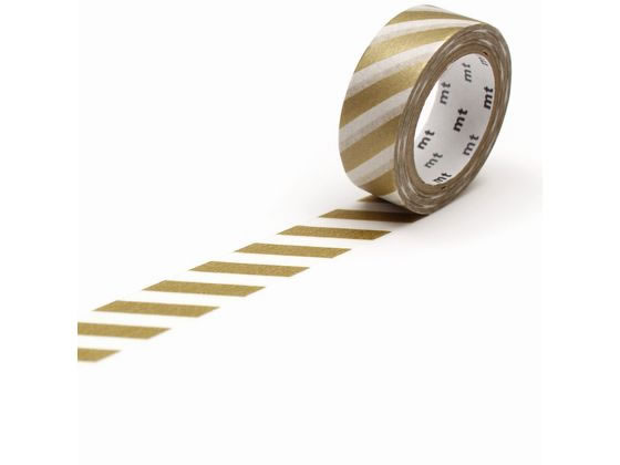 【商品説明】貼って剥がせるマスキングテープmt。手紙に貼ってみたり、ラッピングに使ってみたり、可能性は無限大。【仕様】●色目：ストライプ・金●テープサイズ：15mm×7m●注文単位：1巻【備考】※メーカーの都合により、パッケージ・仕様等は予...