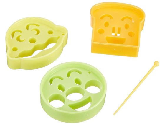【商品説明】●アンパンマンとゆかいな仲間たちのキャラ弁ができる抜き型セットです。●食パンやハム・チーズ、かまぼこを抜いたり、おむすびに顔を描いたりも出来ます。●抜いた小さな辺を押し出すためのピックも付いてます！●顔型のおむすびを作る時は、別...