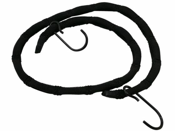 【商品説明】●ゴム自身が輪の連続で引っ掛け可能です。●クモの巣のように自在に張り巡らせることができます。【仕様】●型番：ST06●入数：1袋●色：ブラック　●長さ（m）：0．75　●包装形態：袋入り●両端フック付●中芯：天然ゴム　●被覆：ポ...
