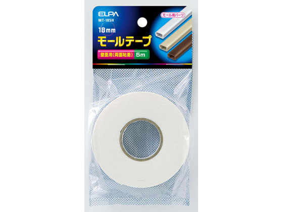 【商品説明】●モールを壁面に張り付ける際に使用します。●ゴム系発砲体にアクリル系粘着剤を塗布しておりますので、凹凸面への追随性、保持力に優れています。【仕様】●壁面用（両面粘着）●全長：5m●幅：18mm●入数：1【検索用キーワード】朝日電...