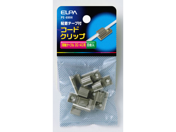 【商品説明】●クギを打ちたくない所や狭い場所、タイル、ガラス面などでご使用ください。●同軸ケーブル用【仕様】●適合ケーブル：3C・4C●入数：8●付属品：粘着テープ【検索用キーワード】朝日電器　あさひでんき　アサヒデンキ　ASAHIDENK...