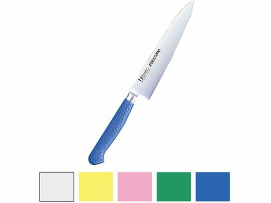 【商品説明】刃部とグリップがステンレス一体構造で衛生的。グリップは抗菌特殊塗装で、食材別使い分け管理が容易。材質は不錆スウェーデン鋼をベースにしたブライト特殊鋼で、切れ味抜群。【仕様】●材質：刃部／ブライト特殊鋼、柄／18−8ステンレス抗菌...