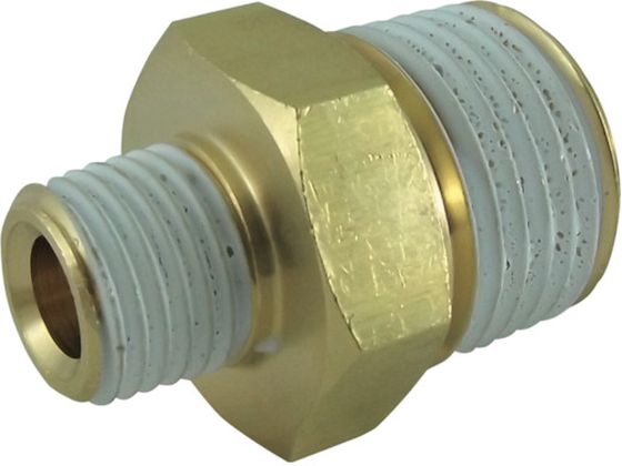 【仕様】●型番：D-2M-4M●接続口径D1：R1／4　●接続口径D2：R1／2　●六角対辺（mm）：19●使用流体：空気・水　●流体温度：−5〜60℃　●使用圧力：1．5MPa（圧縮空気）、0．3MPa（工業用水）　●シール：ねじシール付...