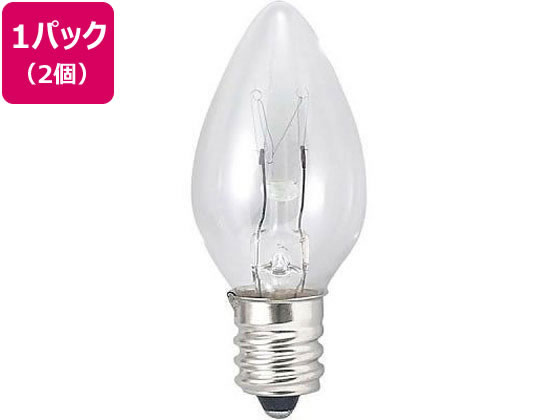 【商品説明】長寿命に設計された電球です。常夜灯や電飾に最適です。2個入パックです。【仕様】●カラー：クリア●消費電力（W）：5●定格寿命（h）：2000●全長（mm）：52●径（mm）：25●口金：E12●本体重量（g）：5●パッケージ形態...