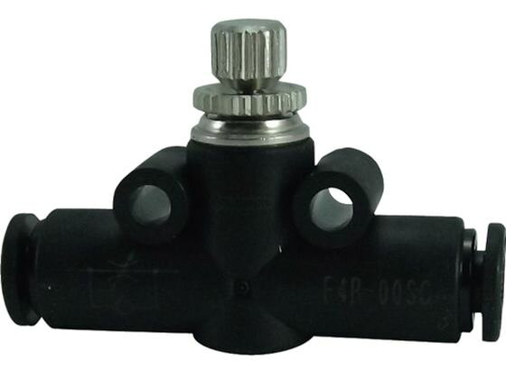 【仕様】●型番：F4R-00SC●適合チューブ外径D（mm）：4　●使用流体：空気●使用温度範囲：−5〜60℃（凍結なきこと）　●使用圧力：0．05〜0．7MPa　●メーターイン・メーターアウトタイプ●樹脂部品：難燃性ポリブチレンテレフタレ...