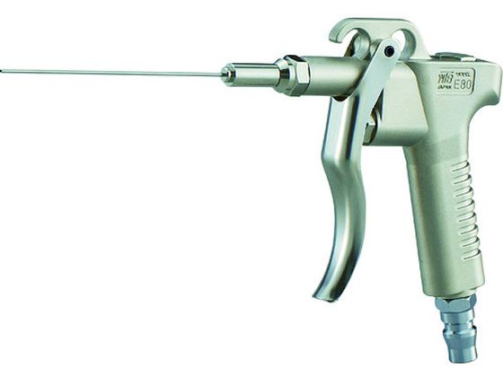 【商品説明】●引金の長さを長くすることによって女性も力を加えずに引金が引きやすくなりました。【仕様】●型番：E80-1SP●ノズル長（mm）：95●ノズル口径（mm）：1●ノズル取付口：G1／8●エア取付口：G1／4●全長（mm）：215●...