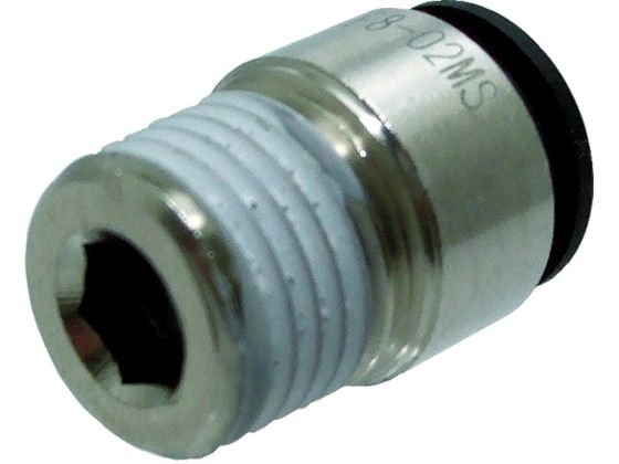 【仕様】●型番：F8-02MS●接続口径：R1／4　●適合チューブ外径D（mm）：8　●使用圧力：1MPa（空気）、0．3MPa（水）　●使用流体：空気、水●流体温度：−5〜60℃（空気）、5〜40℃（水）●本体：黄銅＋ニッケルメッキ　●シ...
