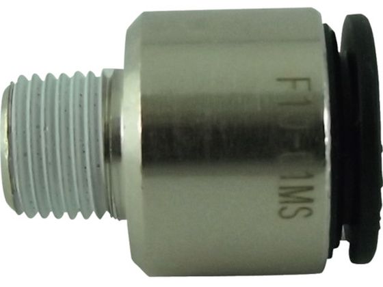 【仕様】●型番：F10-01MS●接続口径：R1／8　●適合チューブ外径D（mm）：10　●使用圧力：1MPa（空気）、0．3MPa（水）　●使用流体：空気、水●流体温度：−5〜60℃（空気）、5〜40℃（水）●本体：黄銅＋ニッケルメッキ　...