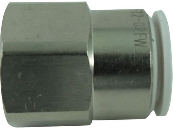 【仕様】●型番：F12-02FW●接続口径：Rc1／4　●適合チューブ外径D（mm）：12　●六角対辺（mm）：21　●使用圧力：1MPa（空気）、0．3MPa（水）　●使用流体：空気、水●流体温度：−5〜60℃（空気）、5〜40℃（水）●...