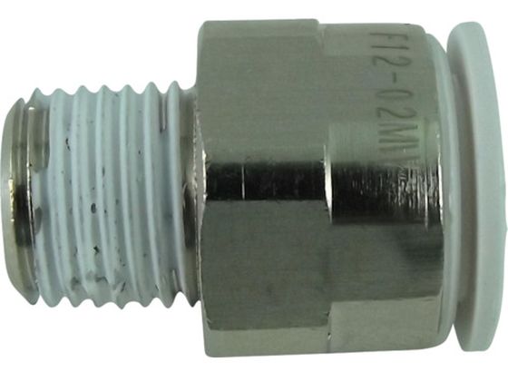 【仕様】●型番：F12-02MW●接続口径：R1／4　●適合チューブ外径D（mm）：12　●六角対辺（mm）：19　●使用圧力：1MPa（空気）、0．3MPa（水）　●使用流体：空気、水●流体温度：−5〜60℃（空気）、5〜40℃（水）●本...