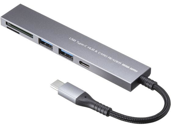 【商品説明】超スリムで持ち運びに便利なUSB　5Gbps　3ポートのUSBハブ（カードリーダー付き）です。断線に強いメッシュケーブルタイプです。高級感のあるアルミボディです。スーパースピードモード（5Gbps・規格値）に対応しています。コン...