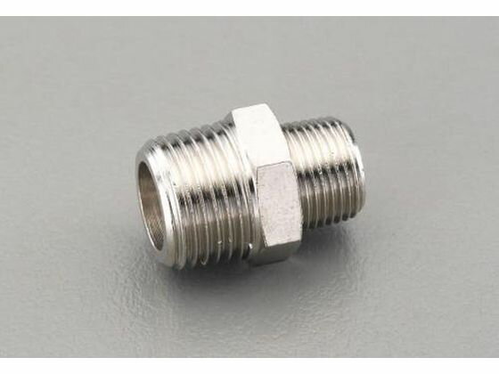 【仕様】●材質：真鍮（ニッケルメッキ）●最高使用圧力：0．8MPa●ねじ径：R（PT）1／8”×R（PT）3／8”●ねじ有効長：7．6×11．6mm●六角対辺：17mm●全長：24．2mm●重量：約19g【備考】※メーカーの都合により、パッ...