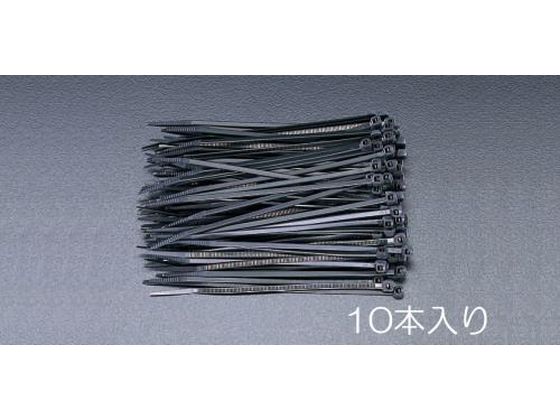 【仕様】●材質：ナイロン66●全長：100mm●幅：2．5mm●最大径：25mm●厚み：1．0mm●使用温度範囲：−40〜85℃●ループ引張強度：弱性、8kgf●総重量：約5g●入数は10本です。●カーボン粒の添加により耐紫外線に優れ、屋外...