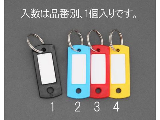 【仕様】●材質：本体：プラスチック　キーリング：スチール●カラー：ブルー●本体サイズ：22×53×3（厚み）mm●キーリング内径：約21mm●キーリング線径：1．2mm●本体穴径：3mm、5．5mm●台紙用窓穴：14×30mm●重量：約3g...